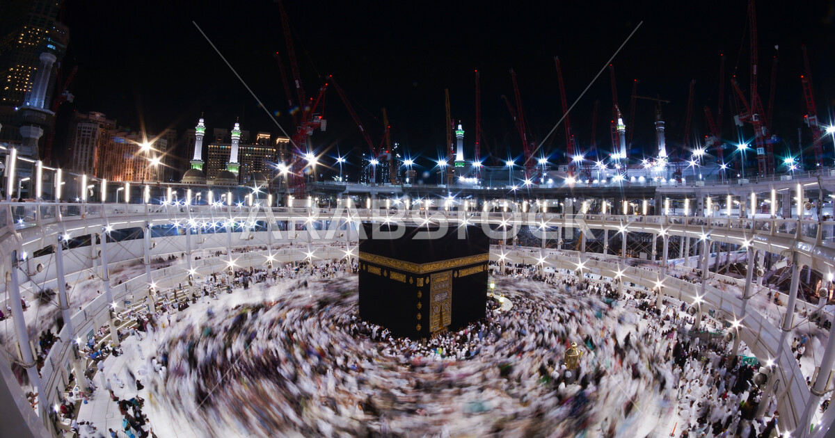 A panorama view from the top of the Grand Mosque in Mecca, Saudi Arabia ...