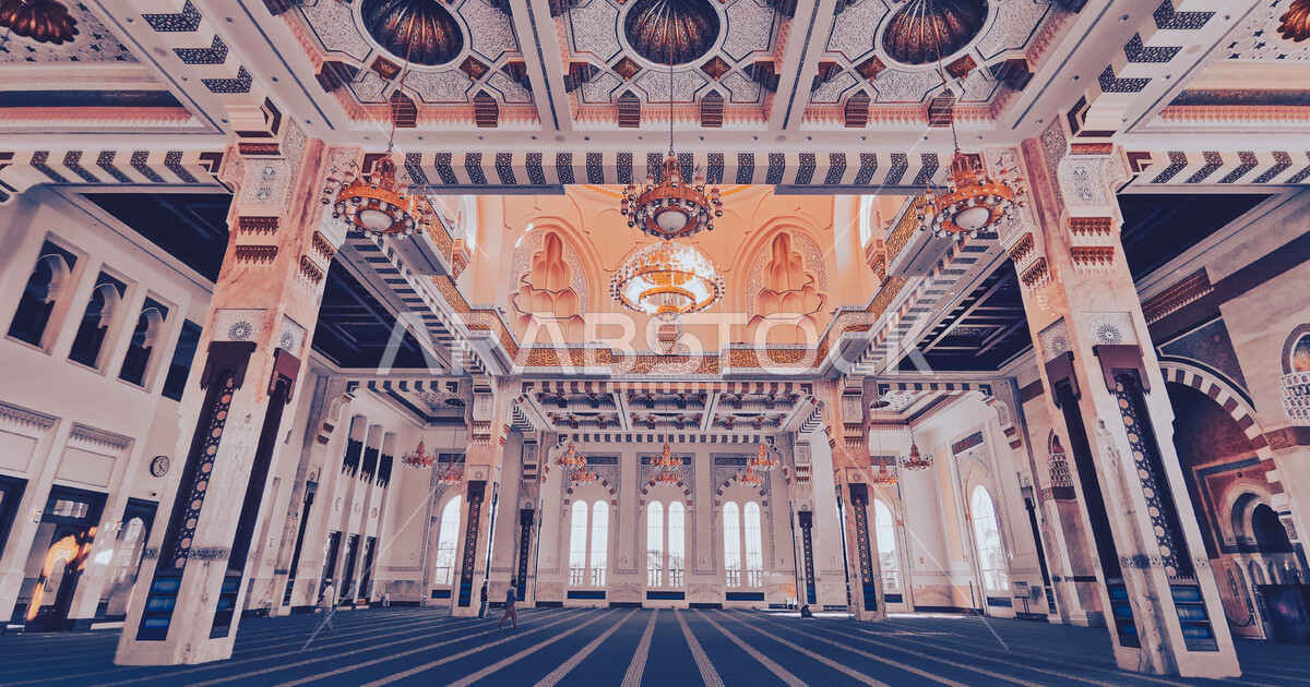 A picture from the inside of a mosque with wonderful decorations and ...