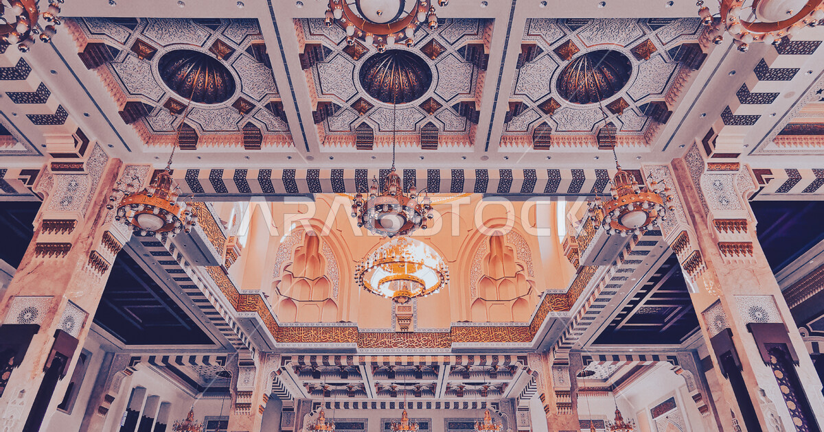 A picture from the inside of a mosque with wonderful decorations and ...