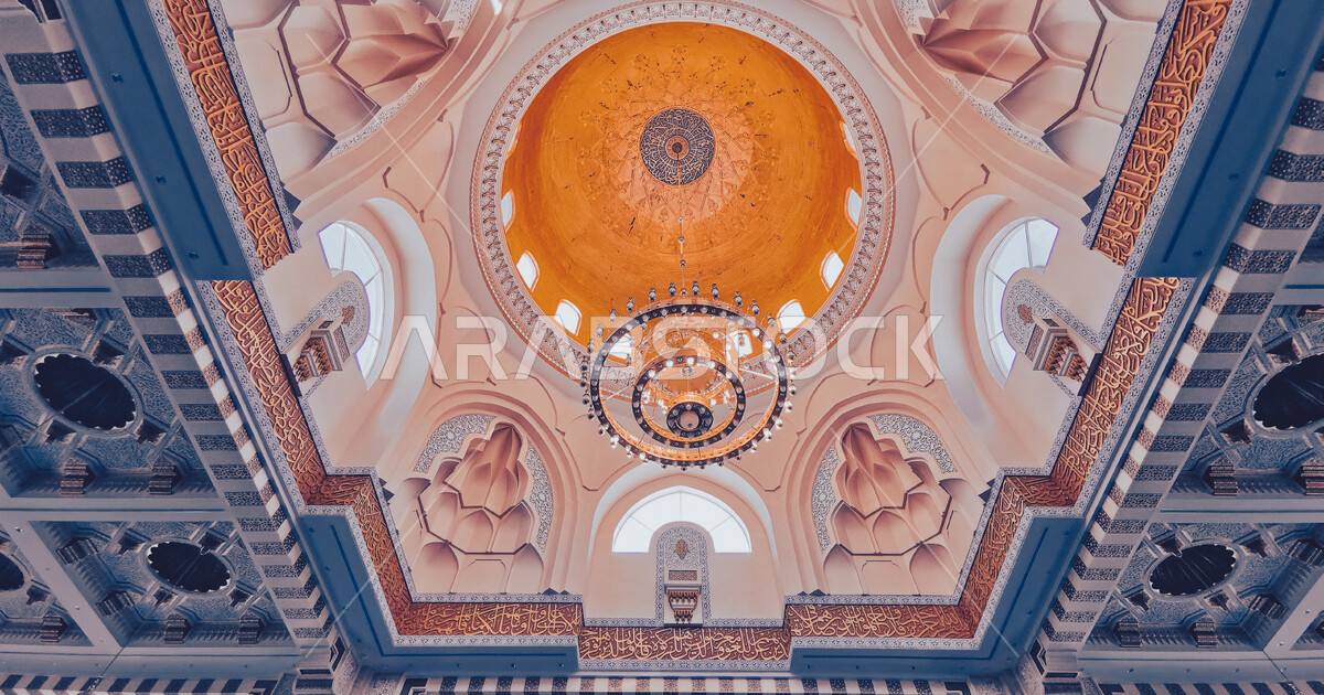 A picture from the inside of a mosque with wonderful decorations and ...