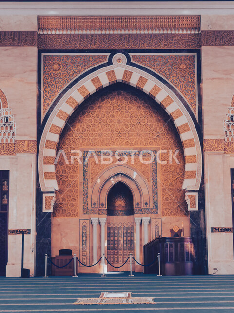 A picture from the inside of a mosque with wonderful decorations and ...