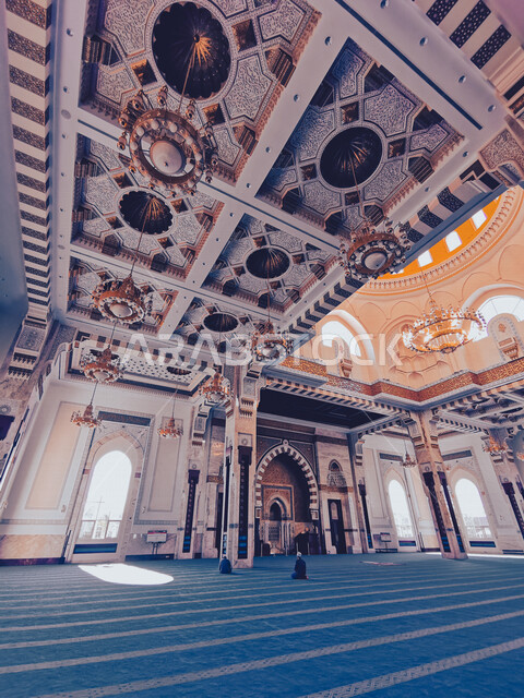A picture from the inside of a mosque with wonderful decorations and ...