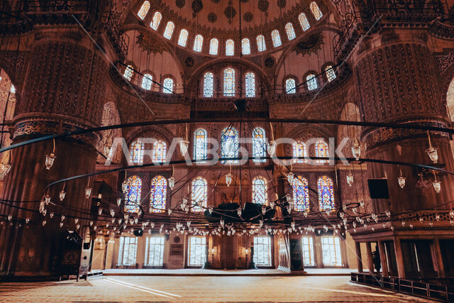 A picture from the inside of a mosque with wonderful decorations and ...