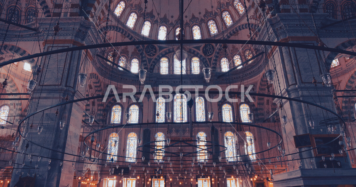 A picture from the inside of a mosque with wonderful decorations and ...