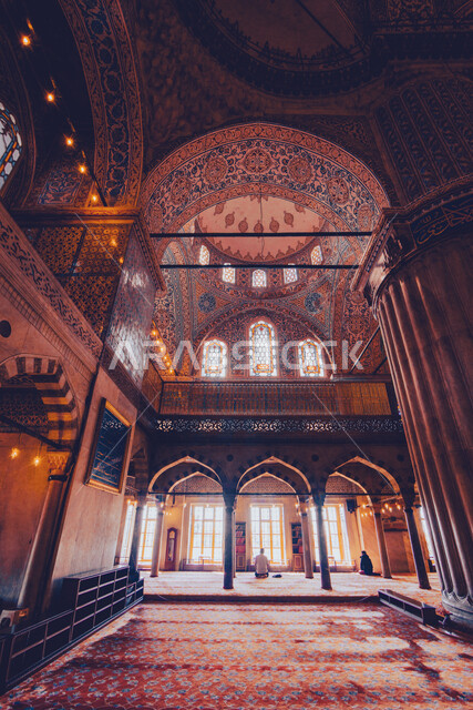 A picture from the inside of a mosque with wonderful decorations and ...