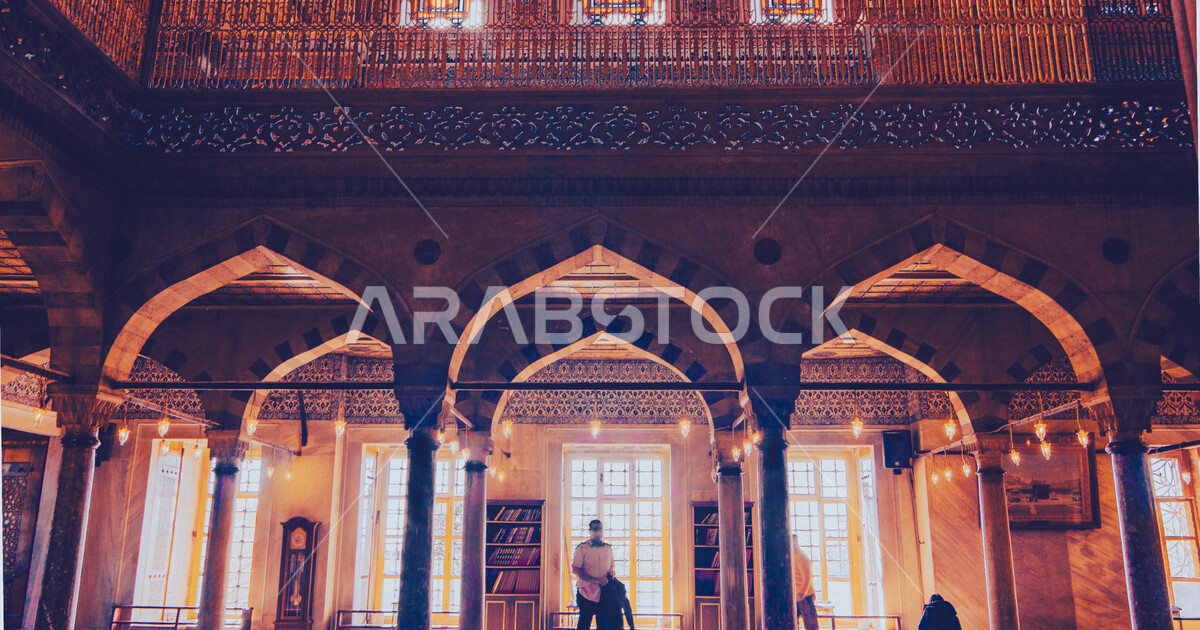 A picture from the inside of a mosque with wonderful decorations and ...