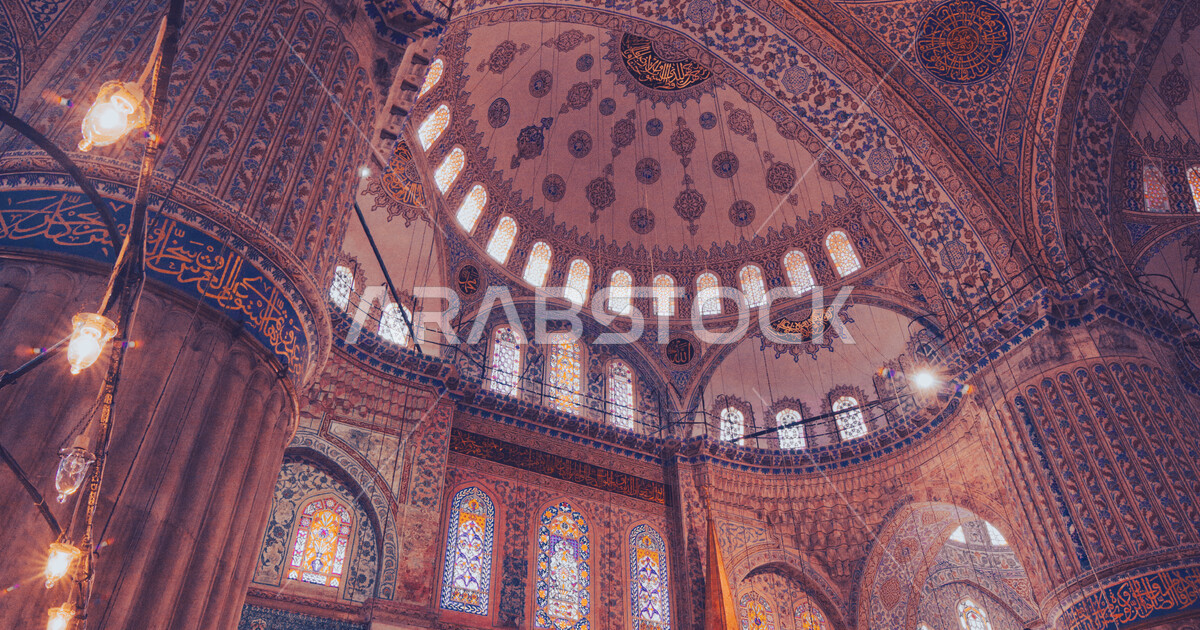 A picture from the inside of a mosque with wonderful decorations and ...