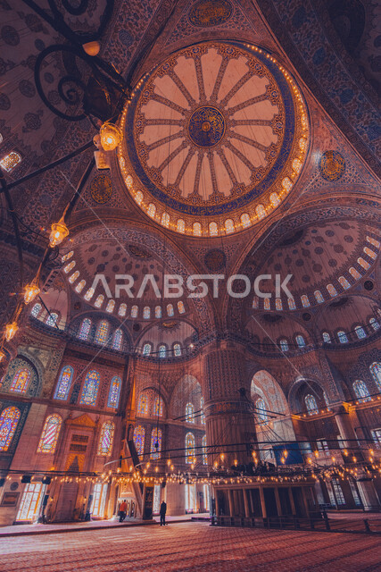 A picture from the inside of a mosque with wonderful decorations and ...