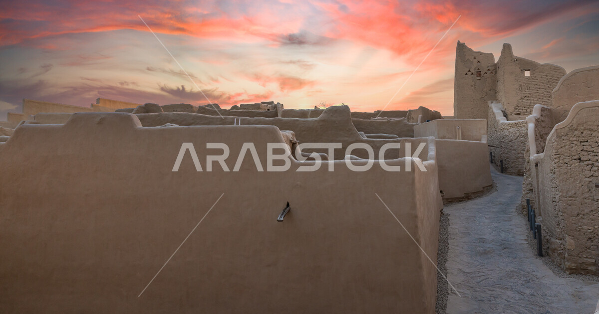 The old walls of Diriyah in the city of Riyadh in the Kingdom of Saudi ...