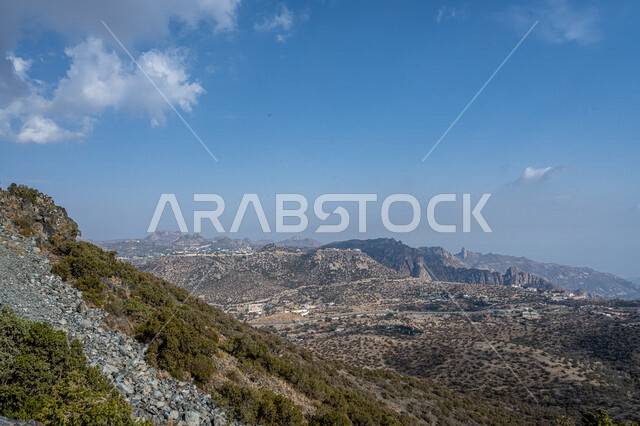 Aesthetic image of the mountains of Dhaka in the city of Taif, Saudi ...