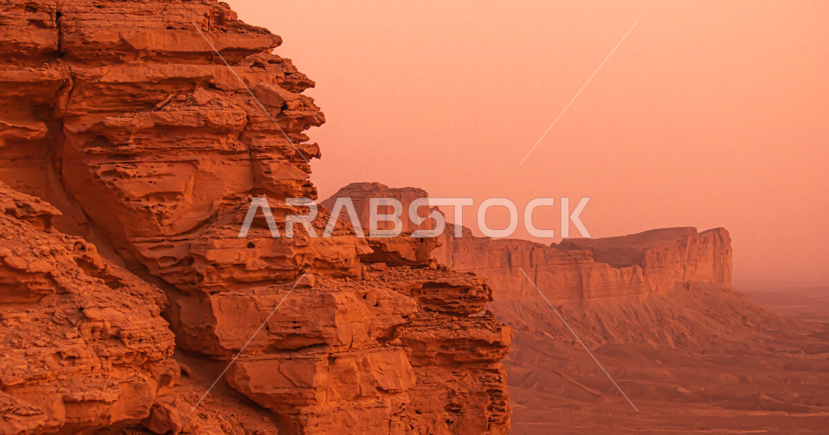 A beautiful landscape of the Tuwaiq mountain range in Riyadh in the ...