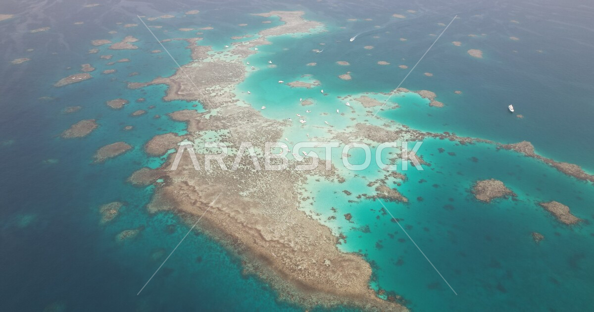 Aerial photography of the sea of Bayada Island in the city of Jeddah ...