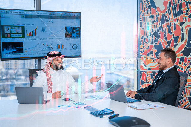 A Saudi Arabian Gulf team in a business meeting at the company’s ...