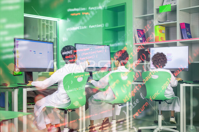 A picture of Saudi Arabian Gulf students in the classroom learning on ...