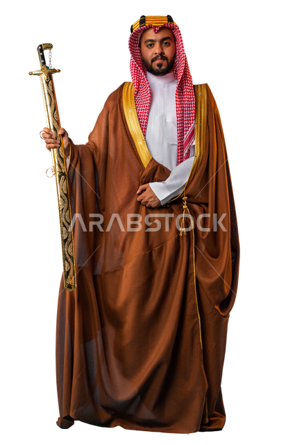Chroma of a Saudi Arabian Gulf man wearing the Saudi bisht and holding ...