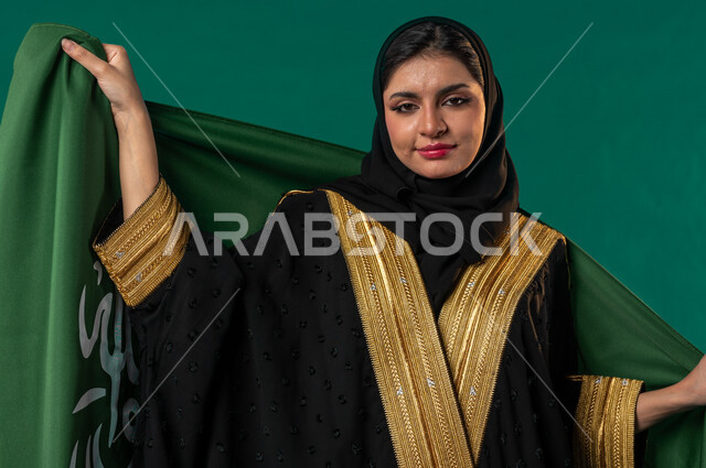 Kroma, a veiled Saudi Arabian Gulf woman, wearing a contemporary Gulf ...