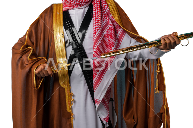 Chroma of a Saudi Arabian Gulf man wearing the Saudi bisht and holding ...