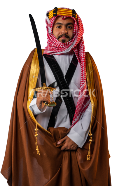 Chroma of a Saudi Arabian Gulf man wearing the Saudi bisht and holding ...