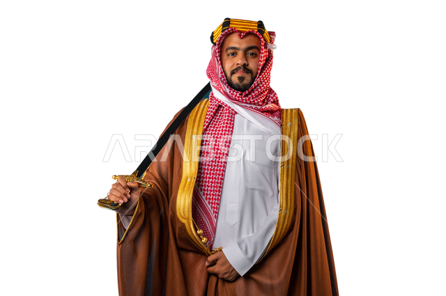 Chroma of a Saudi Arabian Gulf man wearing the Saudi bisht and holding ...