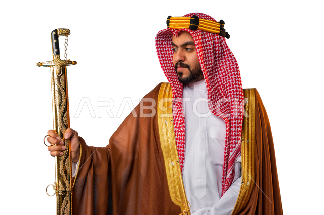 Chroma of a Saudi Arabian Gulf man wearing the Saudi bisht and holding ...