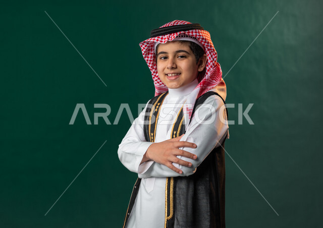 Chroma of a Saudi Arabian Gulf child wearing a Saudi heritage costume ...