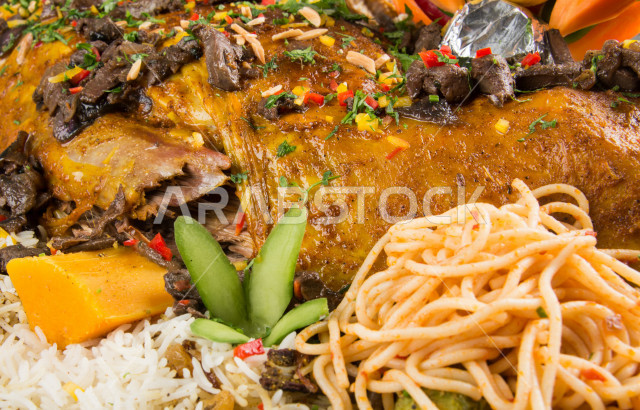 Saudi Muftah veal with white rice, stuffed lamb with peshawari rice ...