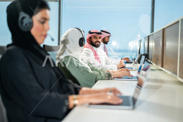 A Saudi team at the company’s headquarters, working in the field of ...