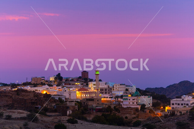 Al-Baha city in the Kingdom of Saudi Arabia at sunset, a beautiful ...