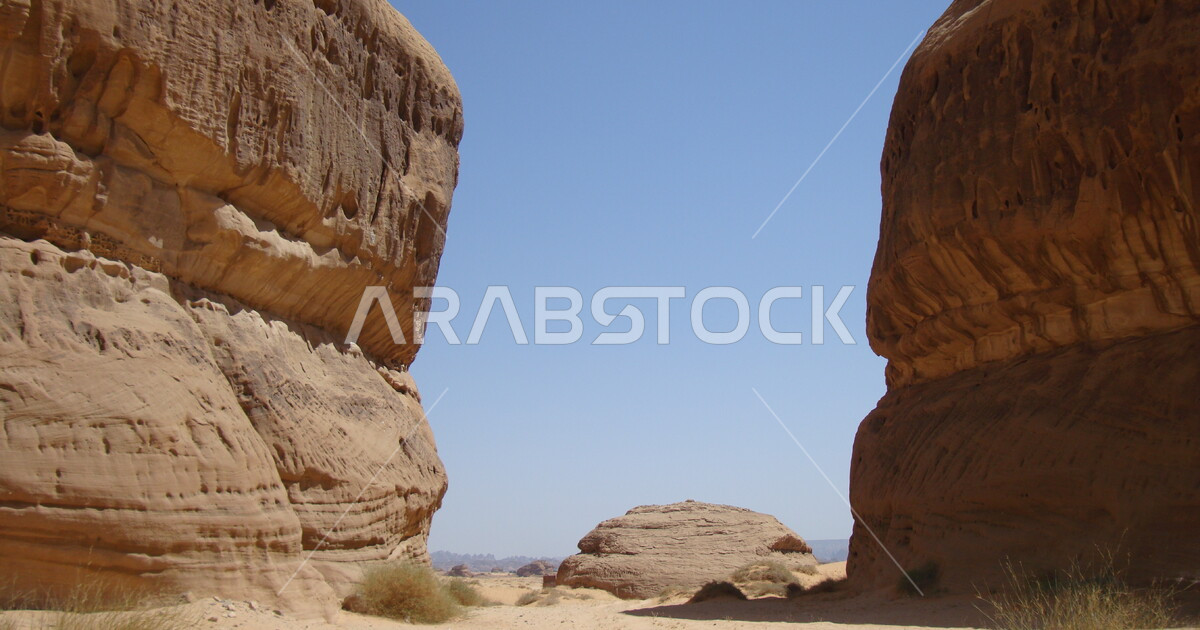Natural rock formations in Mada’in Saleh in Al-Ula Governorate in the ...