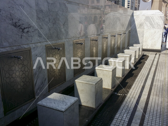 Ablution sinks, basins and washbasins for ablution outside the Prophet ...
