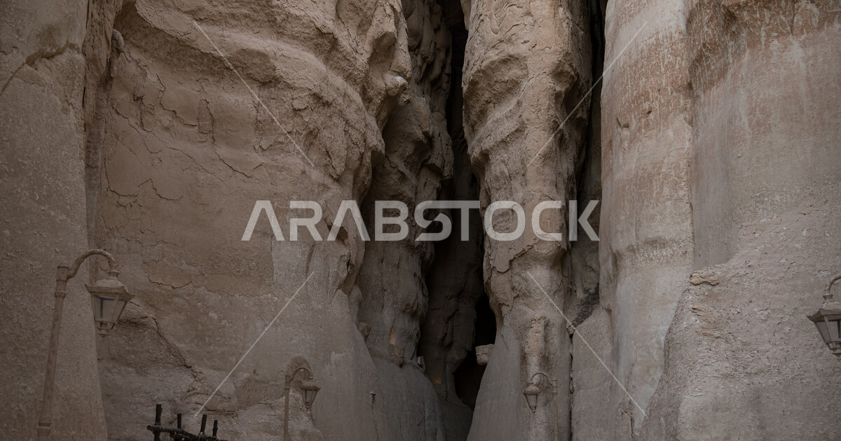Creative image of Jabal al-Qarah Cave in Al-Ahsa in Saudi Arabia, Jabal ...
