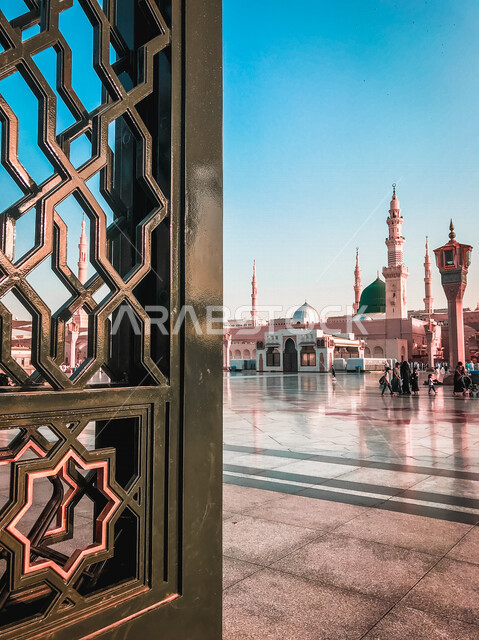 The square of the Prophet’s Mosque in Medina, Saudi Arabia, the Prophet ...