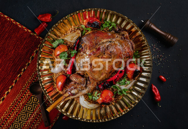 A plate of grilled chicken, traditional Arab food, Arab food, popular ...