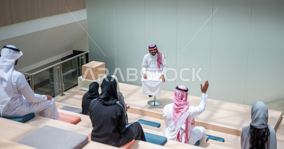A picture from the back of Saudi Arabian Gulf university students in ...