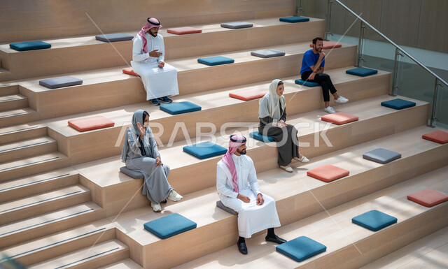 Saudi Arab Gulf university students in the university lecture hall ...
