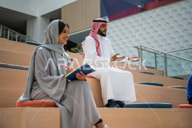 Close-up picture of Saudi Arab Gulf university students in the lecture ...