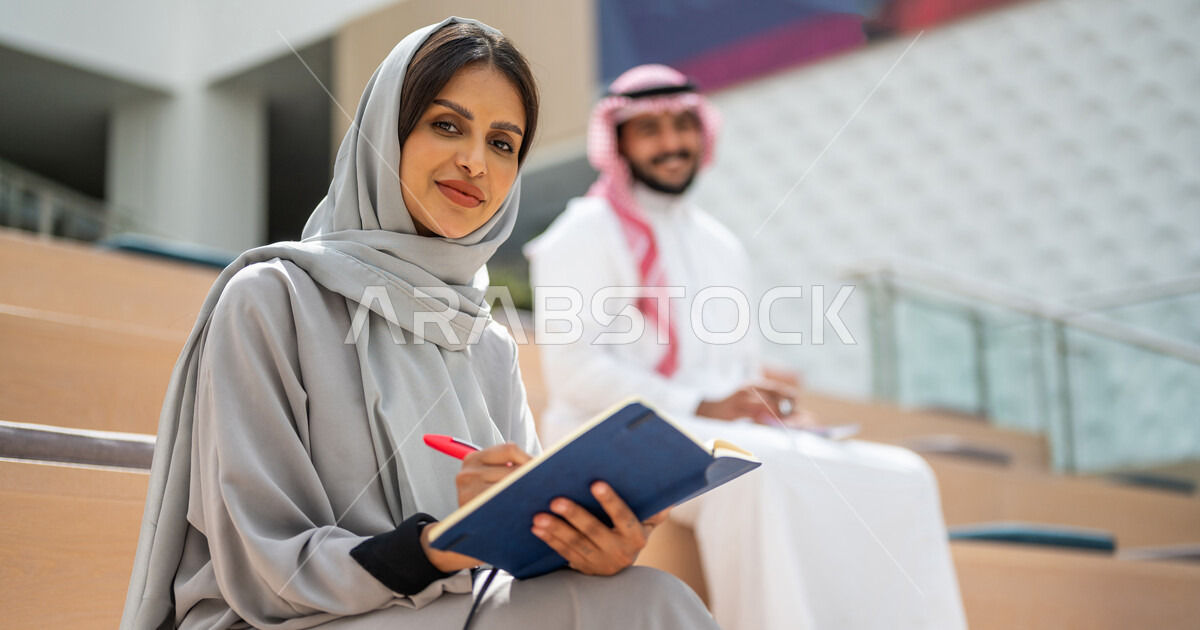Close-up picture of Saudi Arab Gulf university students in the lecture ...