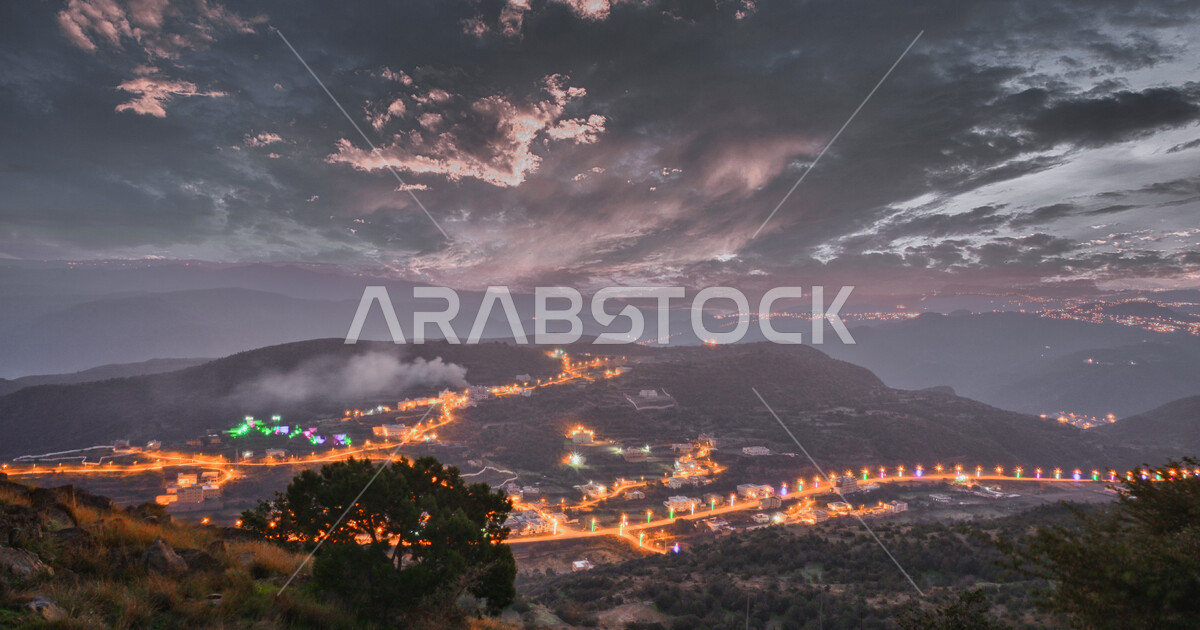 Mountains and heights in Abha, Saudi Arabia, the beauty of the cloudy ...