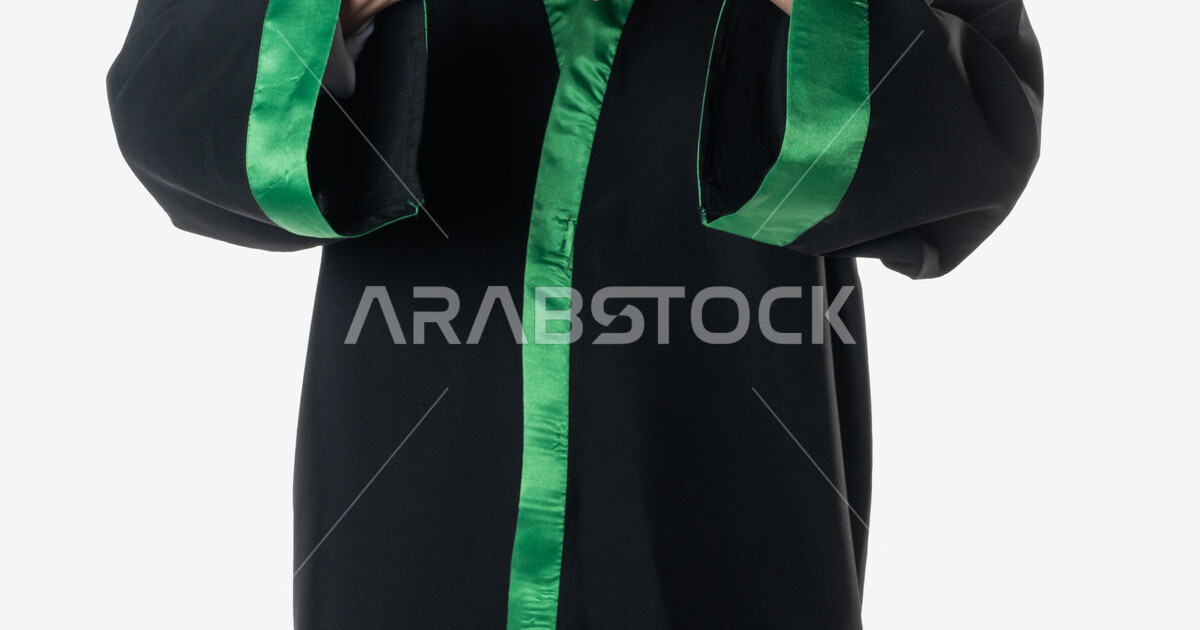 Portrait of a Saudi Arabian Gulf student wearing an abaya and ...
