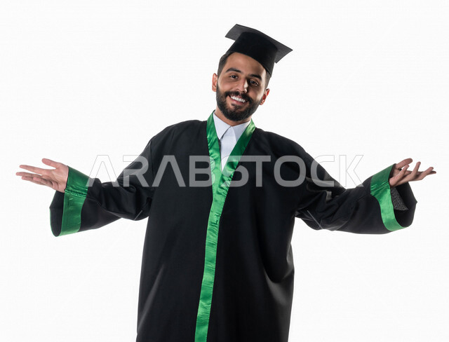 Portrait of a Saudi Arabian Gulf student wearing an abaya and ...
