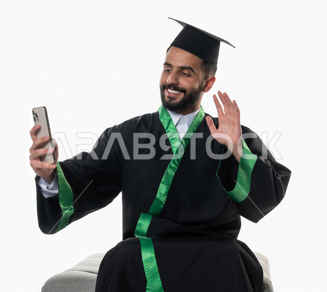 Portrait of a Saudi Arabian Gulf student wearing an abaya and ...
