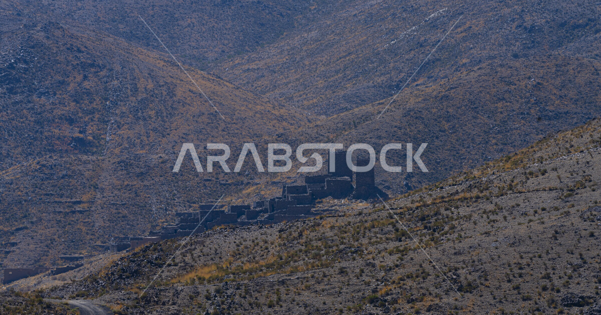 An old historical archaeological house in the city of Taif in Saudi ...