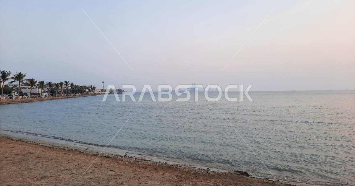 A view of the Jeddah Corniche, the Red Sea beach in the city of Jeddah ...