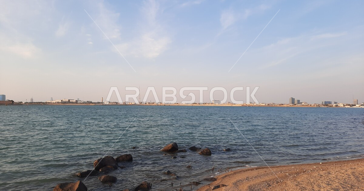 Aesthetic image of the Red Sea beach in Jeddah, Saudi Arabia at sunset ...