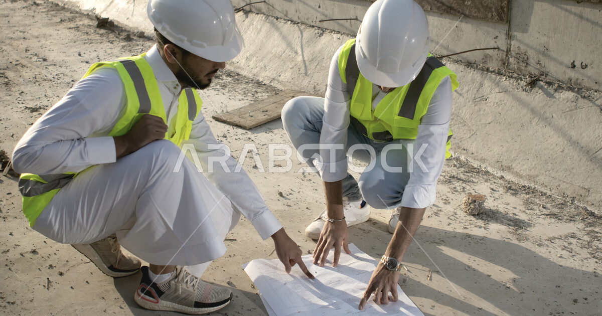 A Saudi Arabian Gulf contractor engineer at the construction site and ...