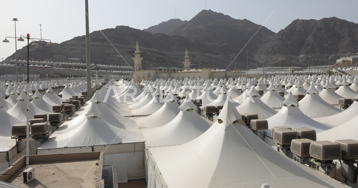 The tents of pilgrims in the area of Mina in Makkah Al-Mukarramah in ...