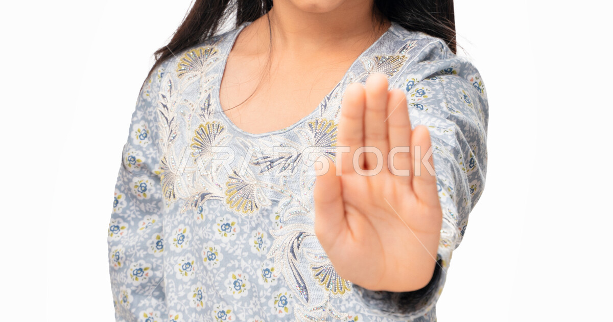 Not crossing the boundaries in speech, two hand gestures indicating the ...