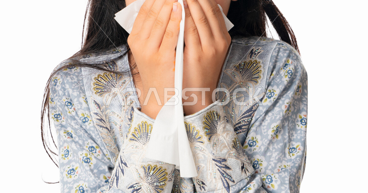 Symptoms of Corona (Covid_19), a close-up portrait of an Arab Emirati ...