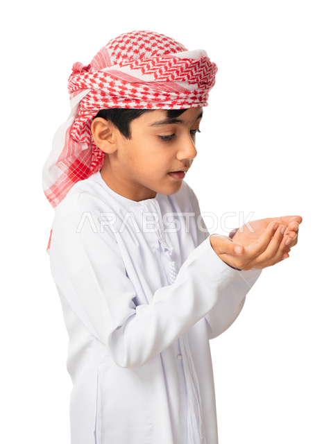 The desire to fulfill wishes, a close-up portrait of an Arab Emirati ...