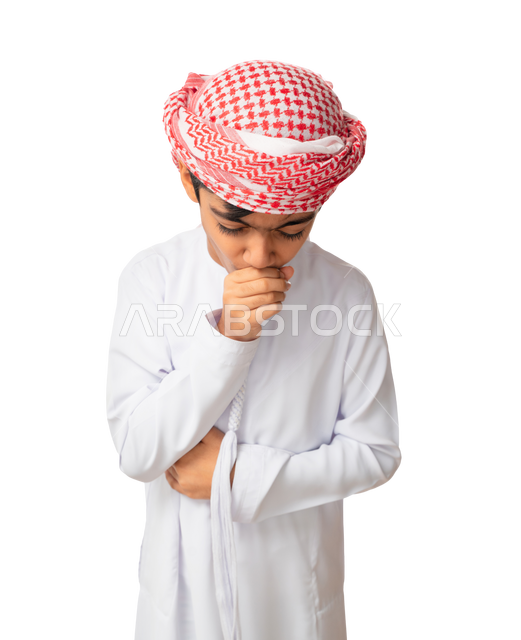 Catching a cold, a portrait of a Saudi-Emirati Arab boy wearing a ...